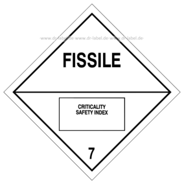 Containerlabel Klasse 7 mit Text Fissile - Gefahrgutaufkleber online ...