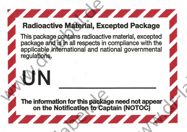 Gefahrgutaufkleber Online Bestellen Gefahrgutetikett Radioactive Material Excepted Package 